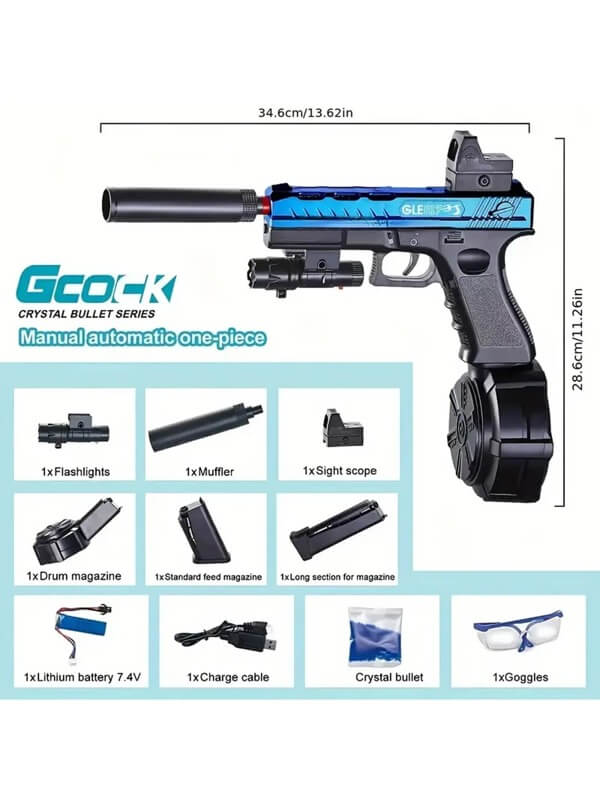GLE 817 Electric Blowback Gel Ball Blaster Splat Gun With Three Clips ...