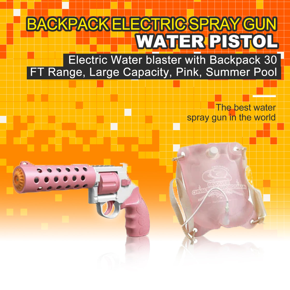 Electric Water blaster with Backpack 30 FT Range, Large Capacity, Pink ...