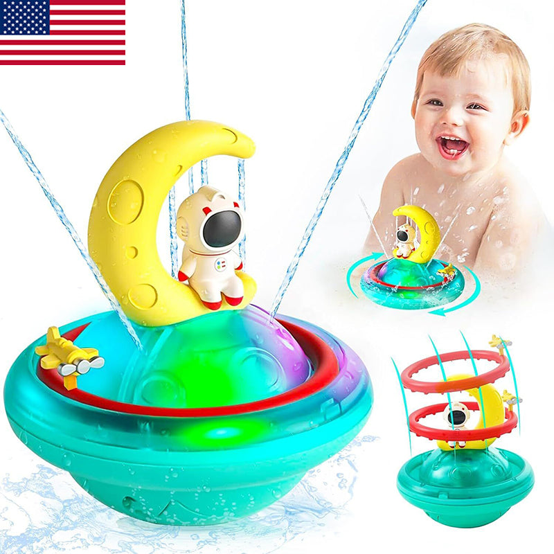 Rocket Cartoon Space Automatic Spray Water Toddler Bath Toys with Flas ...