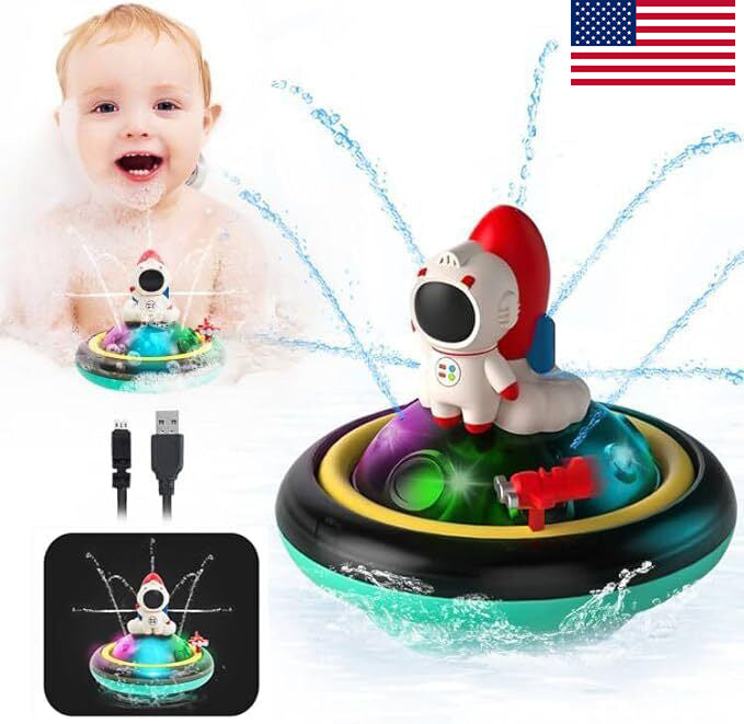 Automatic Spray Water Toddler Bath Toy Rechargeable Flashing Light Spr ...