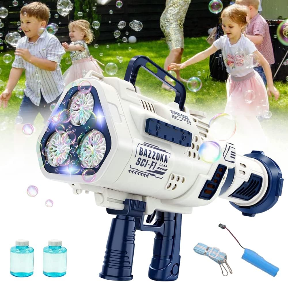 Neptune Bubble Machine Gun - 24 Holes Bazooka Automatic Bubble Blaster ...