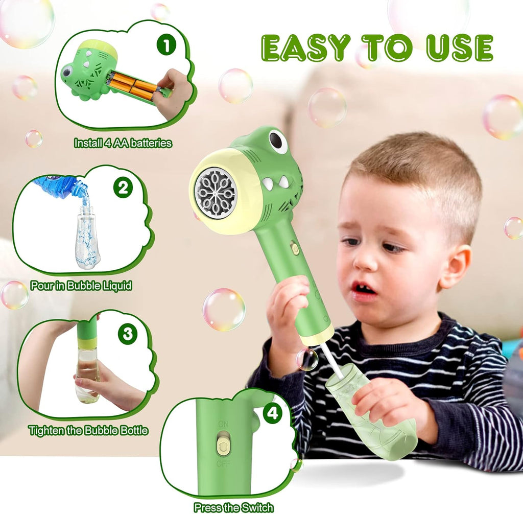 Battery Operated Cartoon Dinosaur Bubble Wand Outdoor Toys for Toddler Biu Blaster