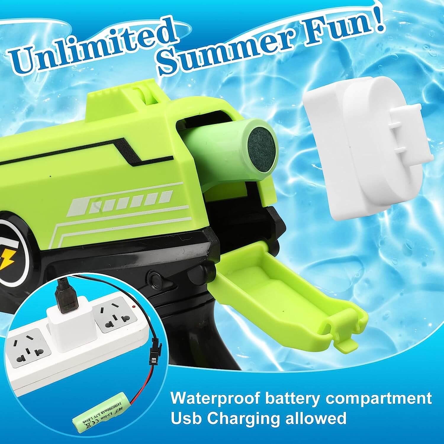 Electric Summer Toy Water Guns Pistol Automatic Squirt Gun with 2 Mags ...