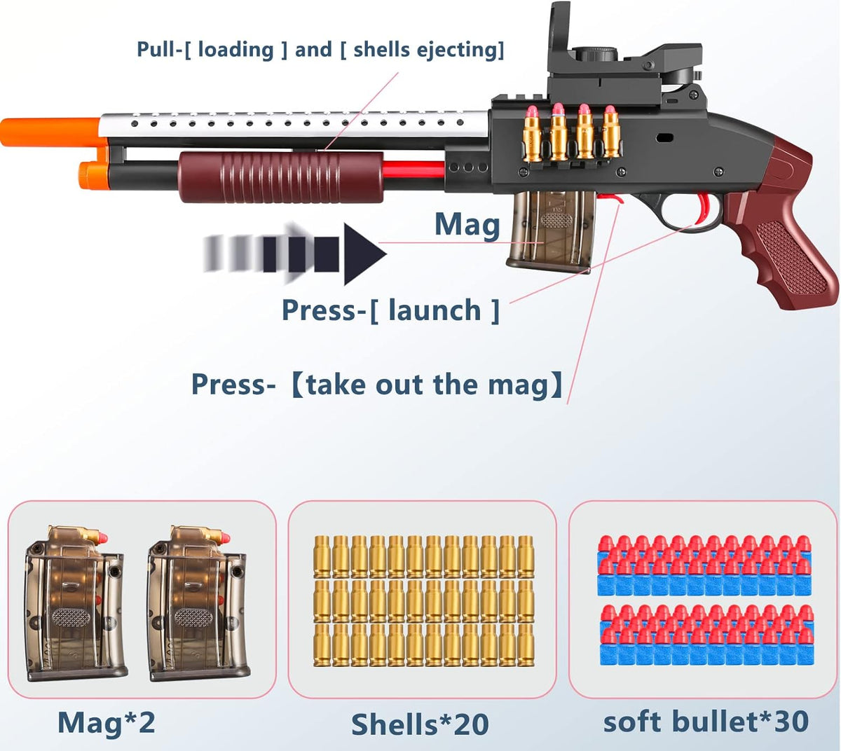 Shell ejecting Soft Bullet Ball Pellet Gun Realistic Bolt Action Dart ...