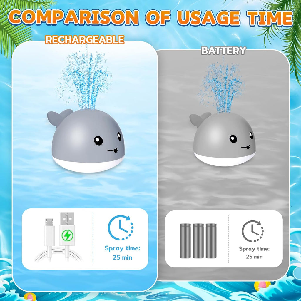 Baby Whale Bath Toys, Rechargeable Light Up for Kids Toddlers, Spray W ...