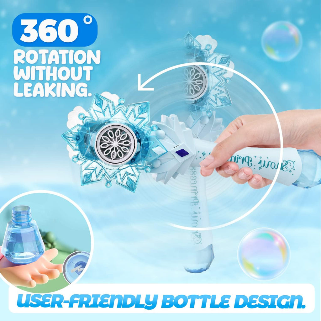 Frozen II Princess Snowflake Magic Bubble Blower Wand Machine Kids Toy ...