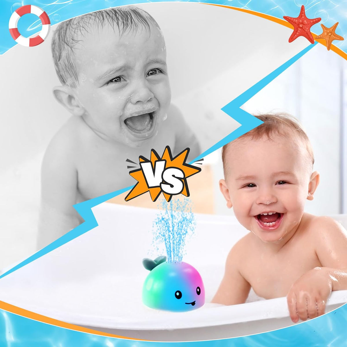 Baby Whale Bath Toys, Rechargeable Light Up for Kids Toddlers, Spray W ...