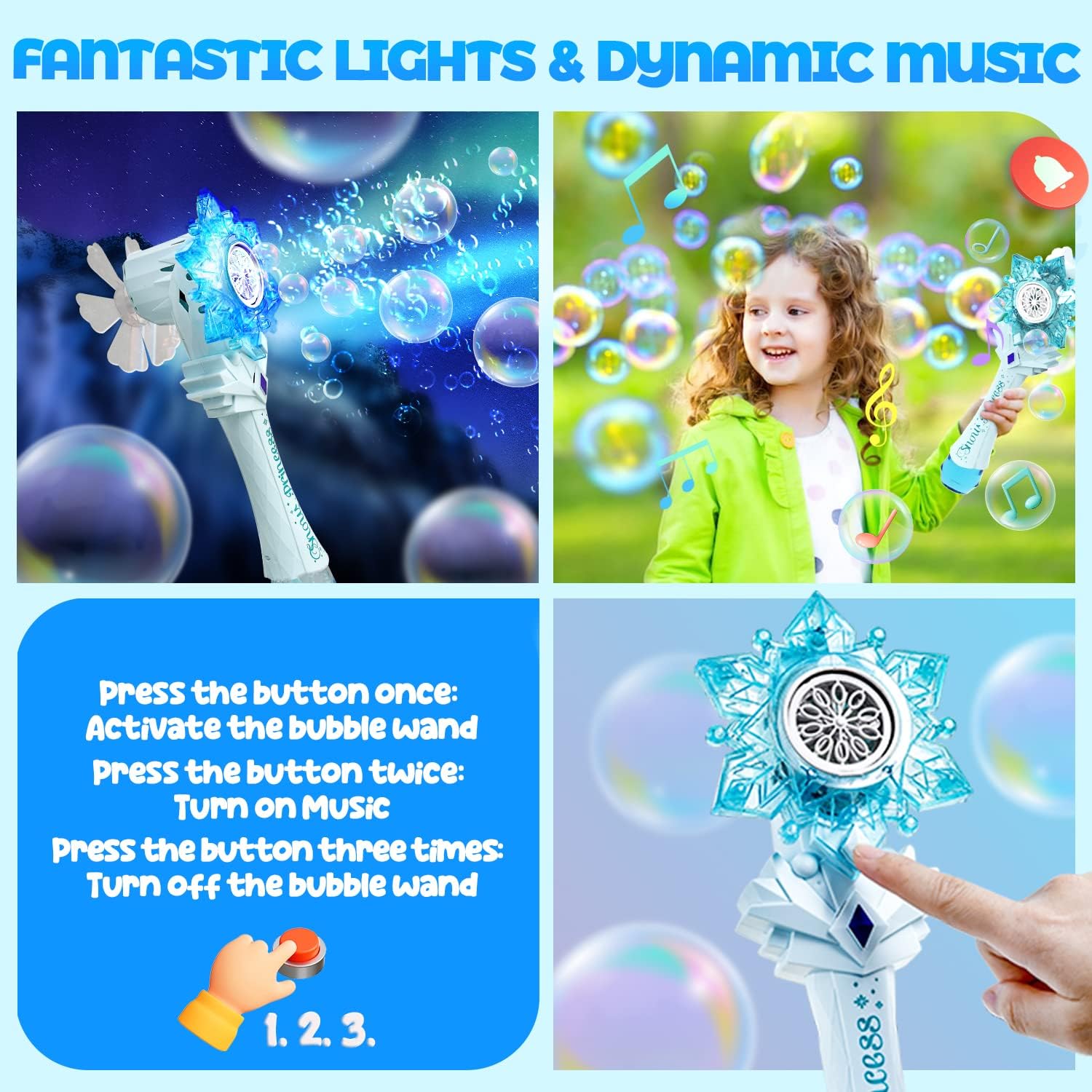 Frozen II Princess Snowflake Magic Bubble Blower Wand Machine Kids Toy ...