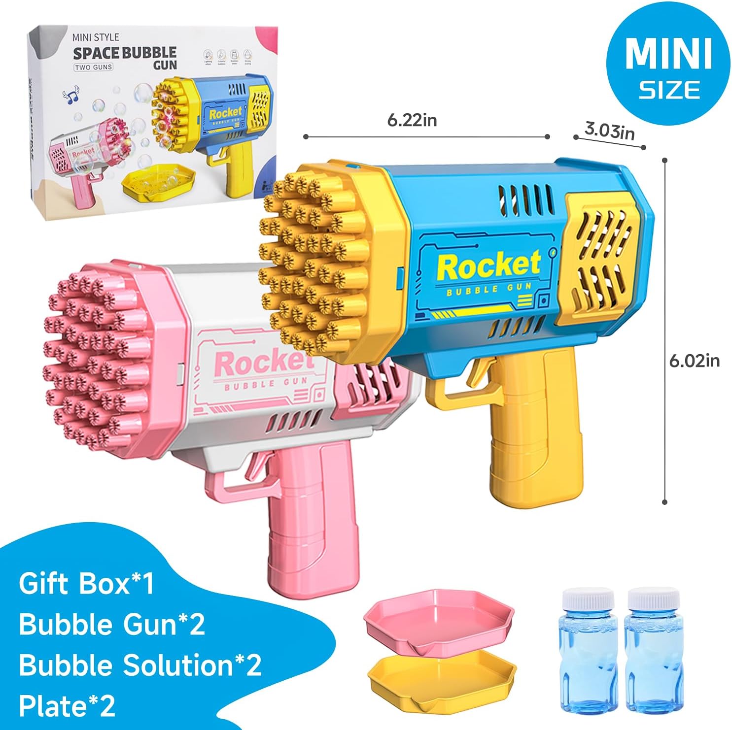 2-Pack 40-Hole Bubble Gun with Flashlight, Rocket Launcher Bubble Mach – Biu Blaster