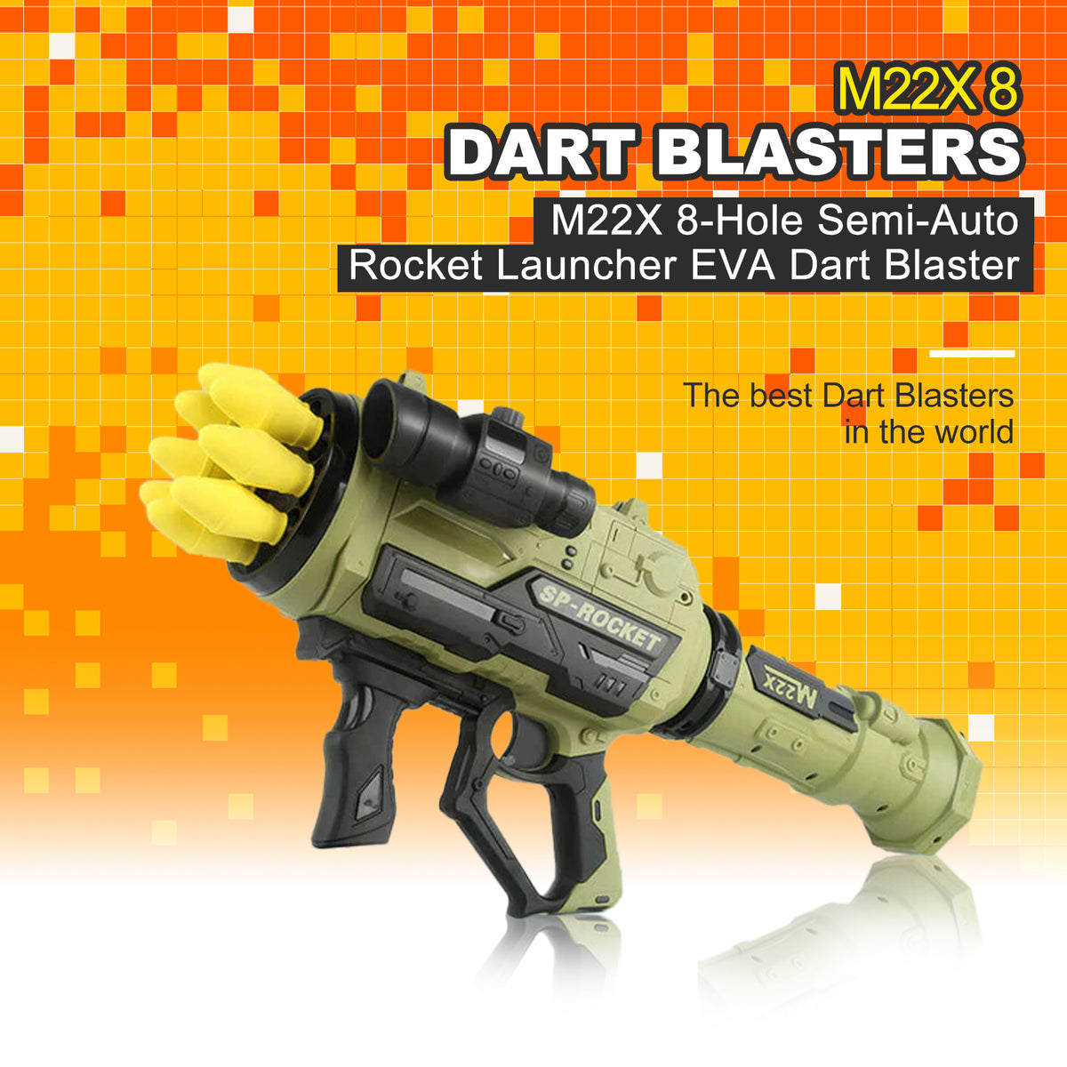 M22X 8-Hole Semi-Auto Rocket Launcher EVA Dart Blaster – Biu Blaster