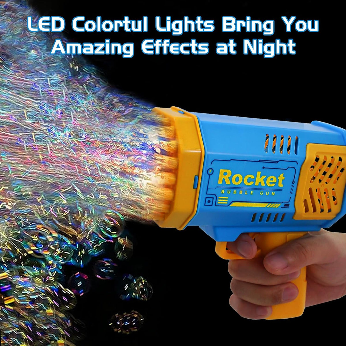 2-Pack 40-Hole Bubble Gun with Flashlight, Rocket Launcher Bubble Mach ...