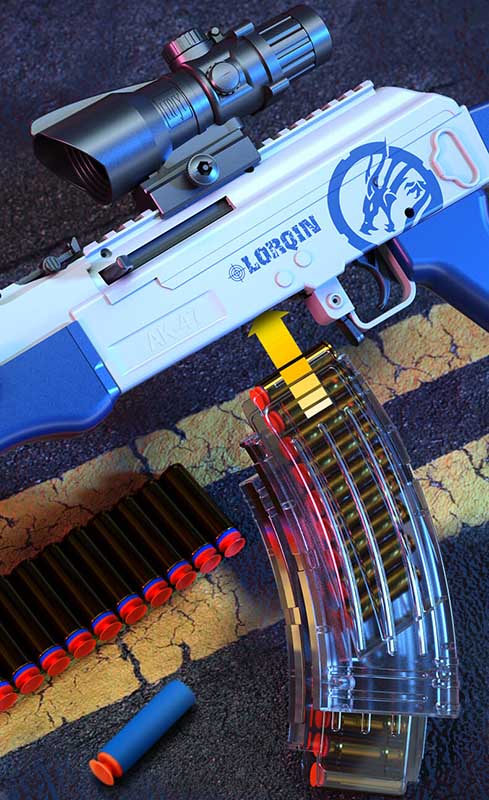 LC AKM Manual Mag-Fed Shell Ejecting Dart Blaster – Biu Blaster