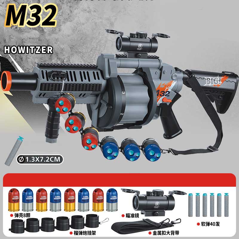 M32 6-Rounds Triple-Shots Grenade Launcher Foam Dart Blaster – Biu Blaster