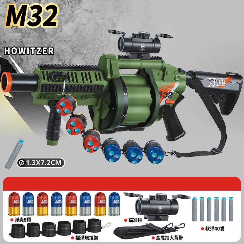 M32 6-Rounds Triple-Shots Grenade Launcher Foam Dart Blaster – Biu Blaster