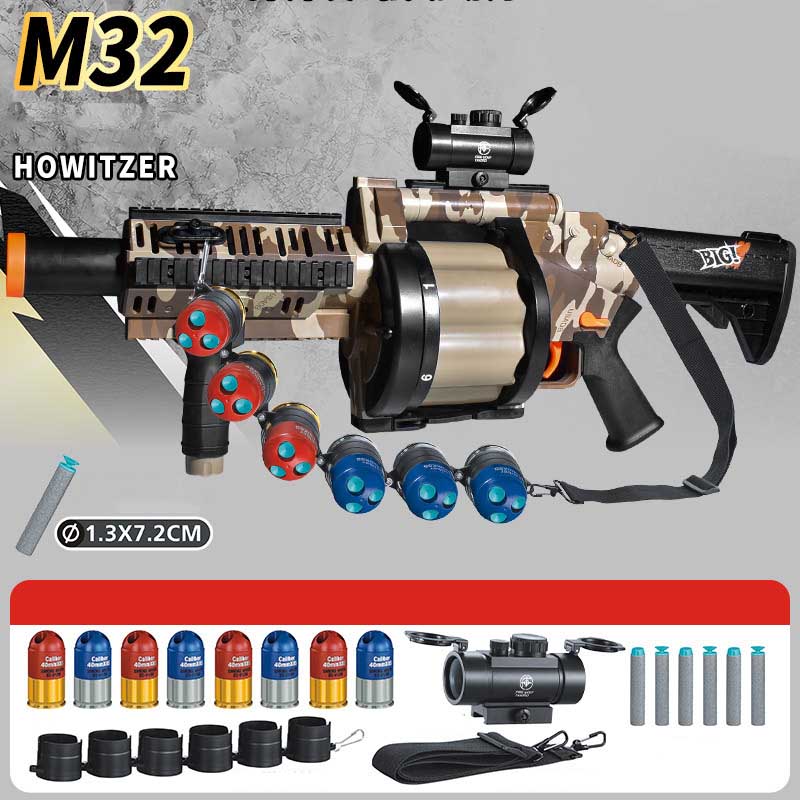 M32 6-Rounds Triple-Shots Grenade Launcher Foam Dart Blaster – Biu Blaster