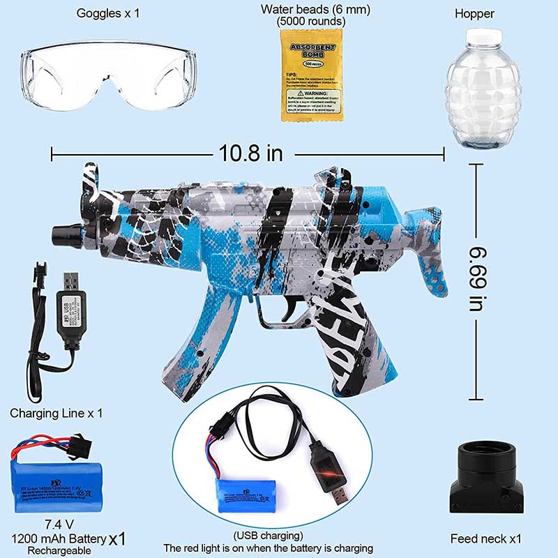 Mini MP5 Splatter Ball Electric Gel Blaster Toy Using 6-7mm Gel Balls ...
